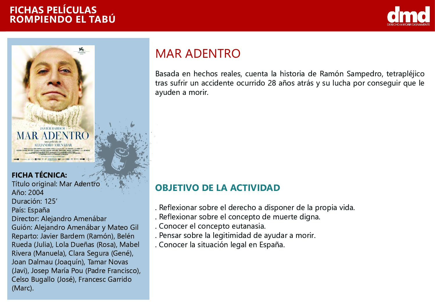 FICHA PELÍCULA MAR ADENTRO WEB | Derecho a Morir Dignamente