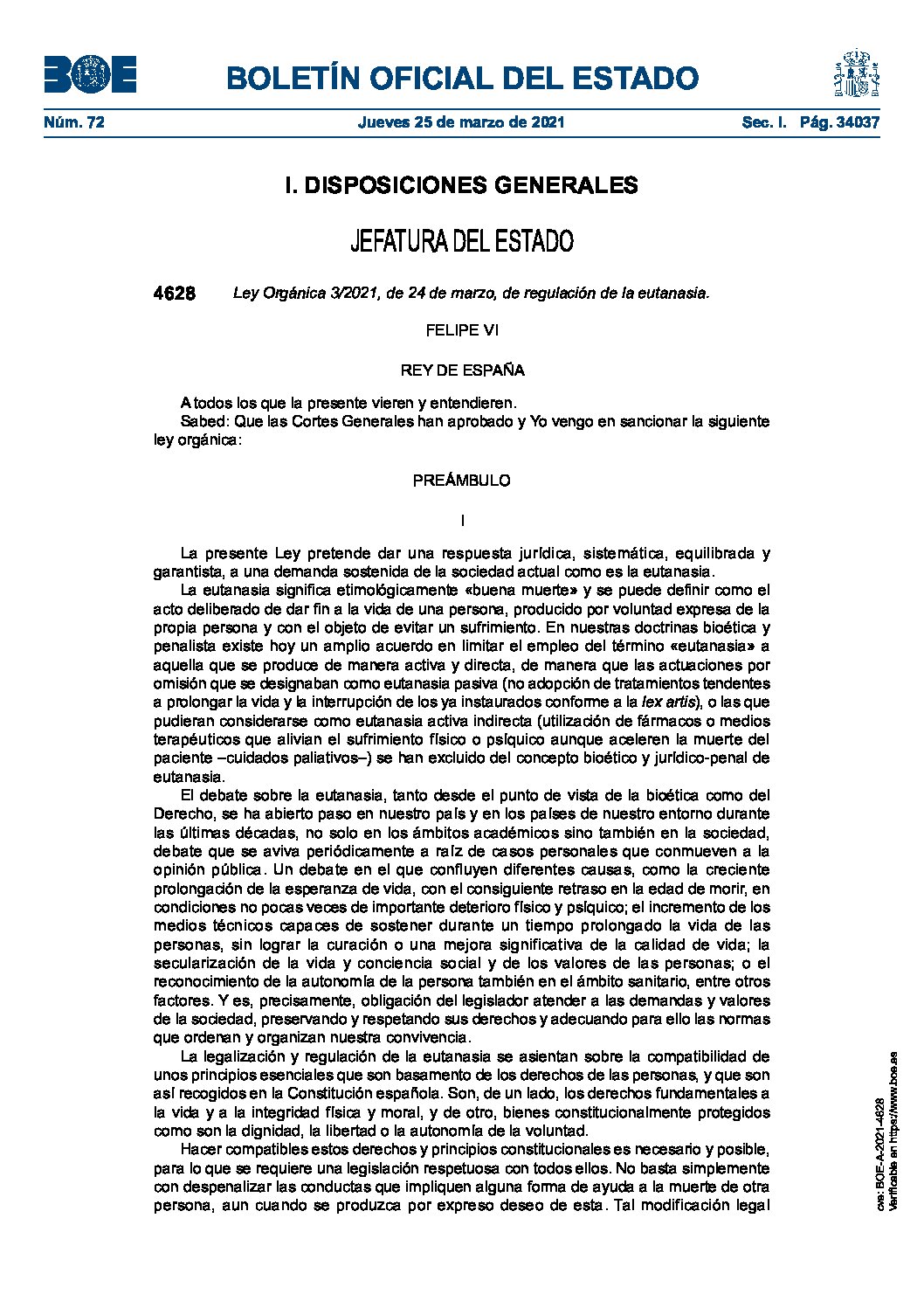 BOE-A-2021-4628 | Derecho a Morir Dignamente