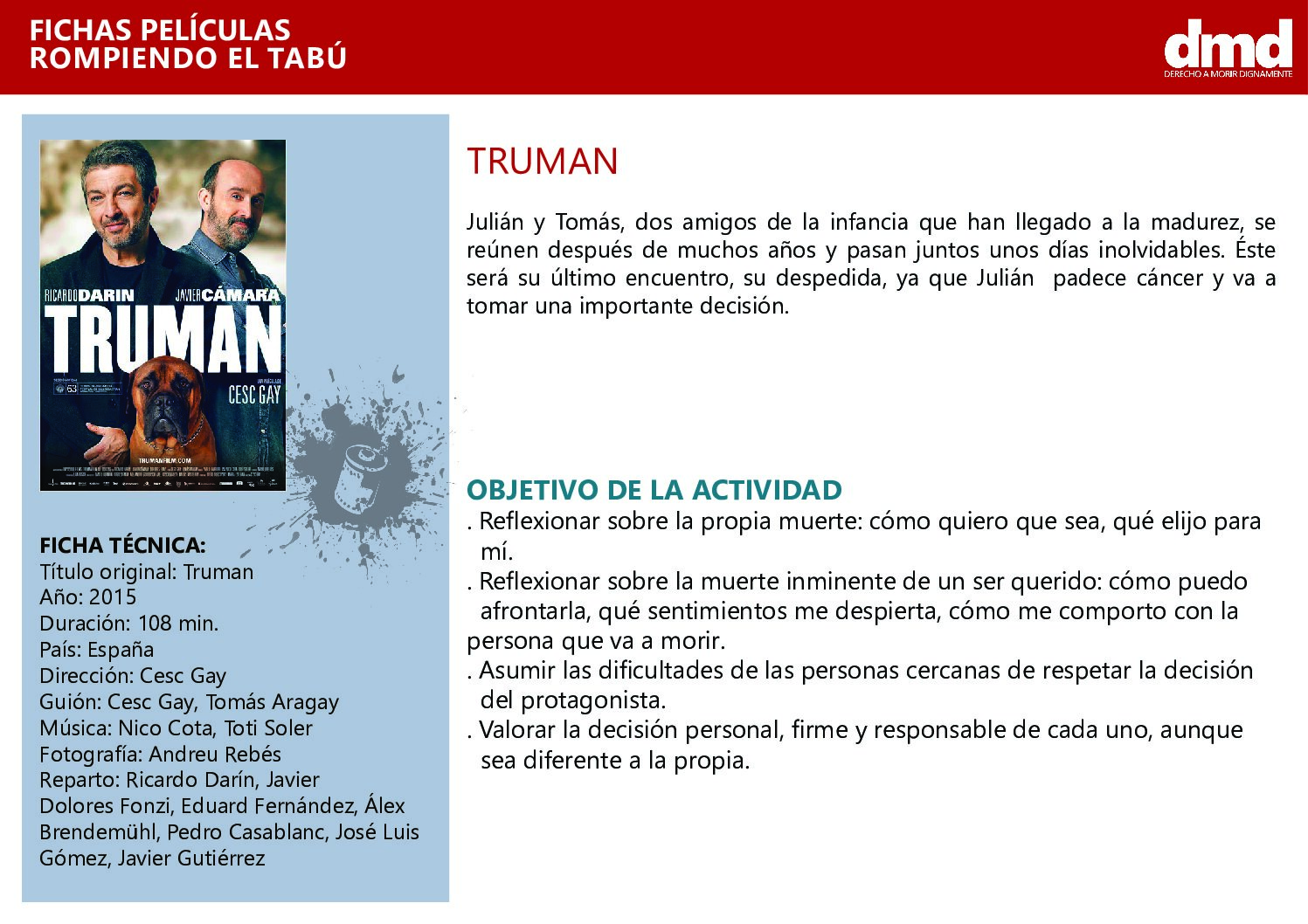 FICHA PELÍCULA TRUMAN WEB ok | Derecho a Morir Dignamente