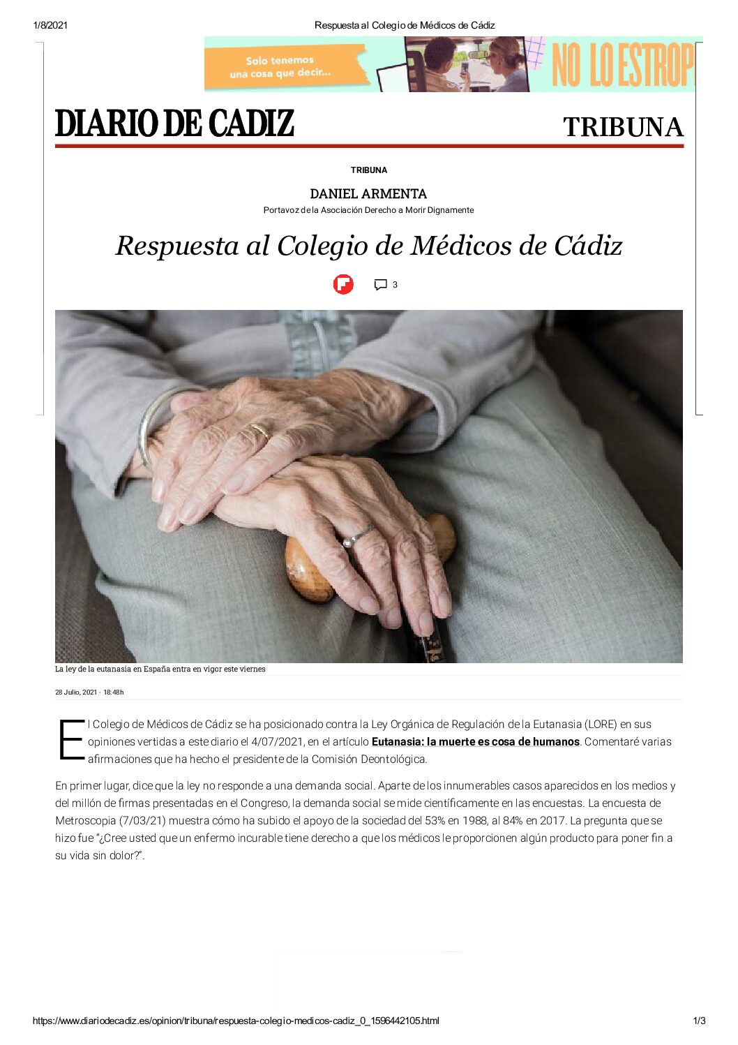 TRIBUNA LIBRE 2 30 de julio de 2021 | Derecho a Morir Dignamente