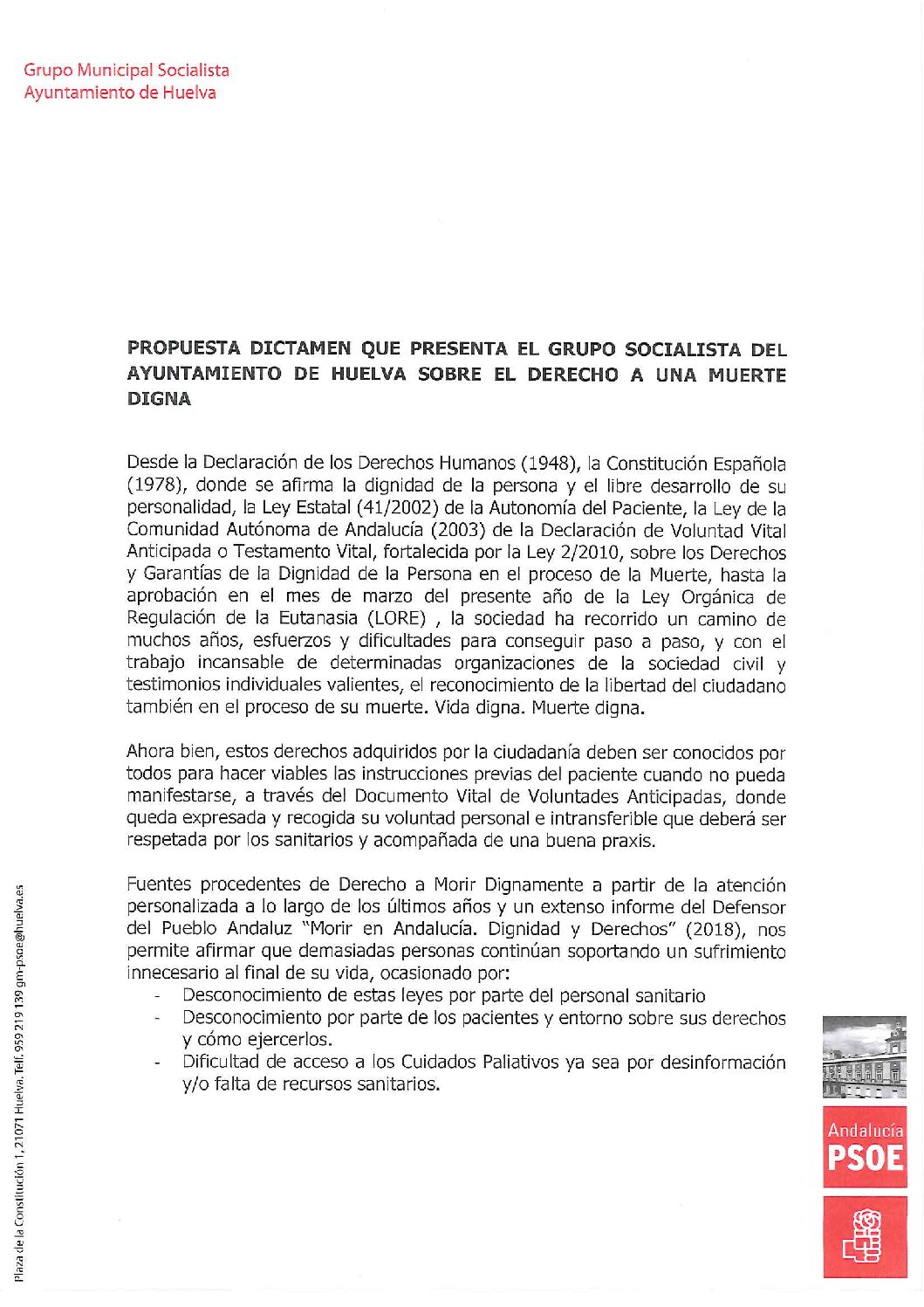 MOCIÓN HUEVLA | Derecho a Morir Dignamente